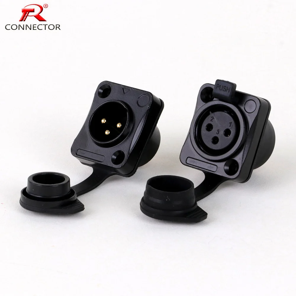 1pc-Waterproof-3Pin-XLR-Male-Female-Speaker-Panel-Mount-Socket-Outdoor ...