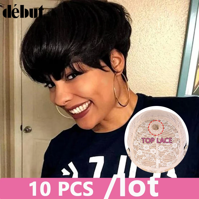 Perruque-Bob-Br-silienne-Naturelle-avec-Frange-Cheveux-Courts-Blond-Miel-613-Coupe-Pixie ...