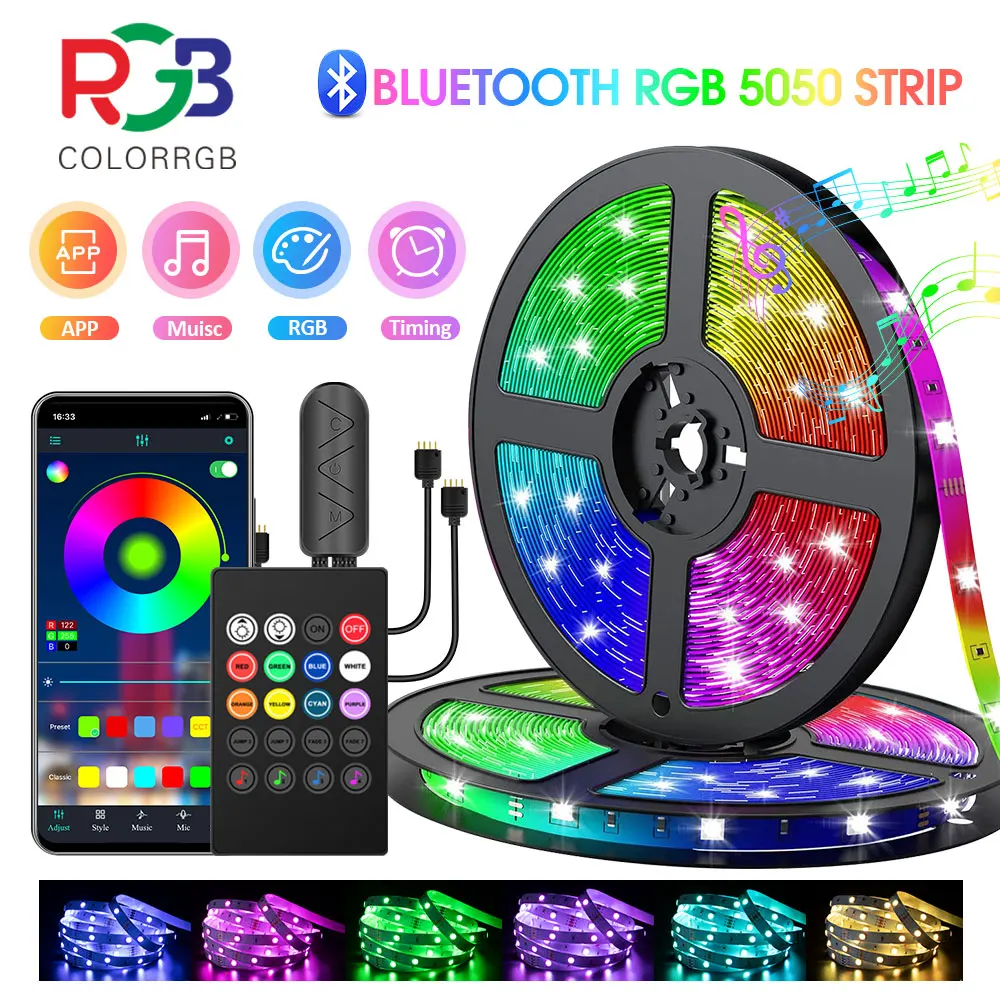 LED-Strip-Light-RGB-5050-Lights-Music-Sync-Color-Changing-Built-in-Mic ...