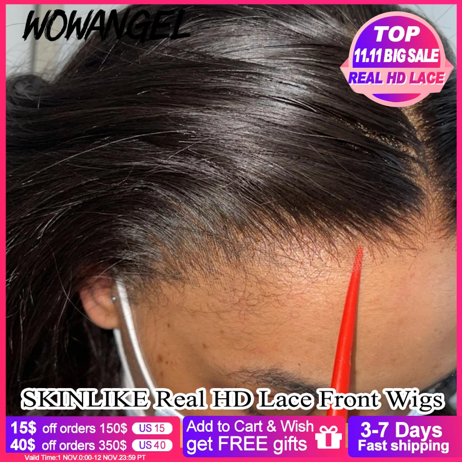 Wow Angel HD Lace Front Wigs 250% 13x6 HD Lace Straight Human Hair Wigs ...
