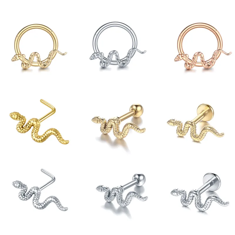 1PC-Stainless-Steel-Snake-Septum-Nose-Rings-Stud-Internal-Thread ...