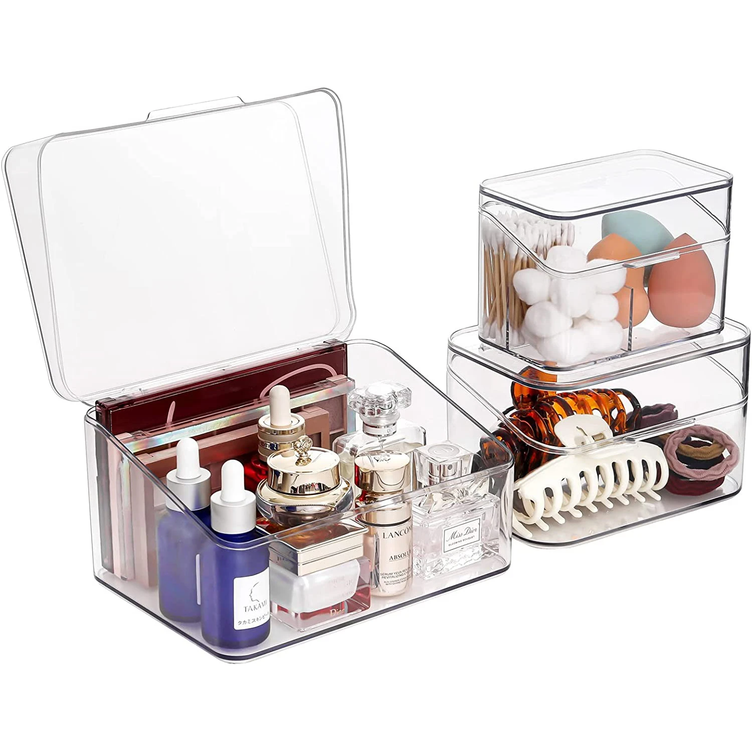 Bathroom Storage Box, Clear Desktop Makeup Organizer With Lid Prevent ...