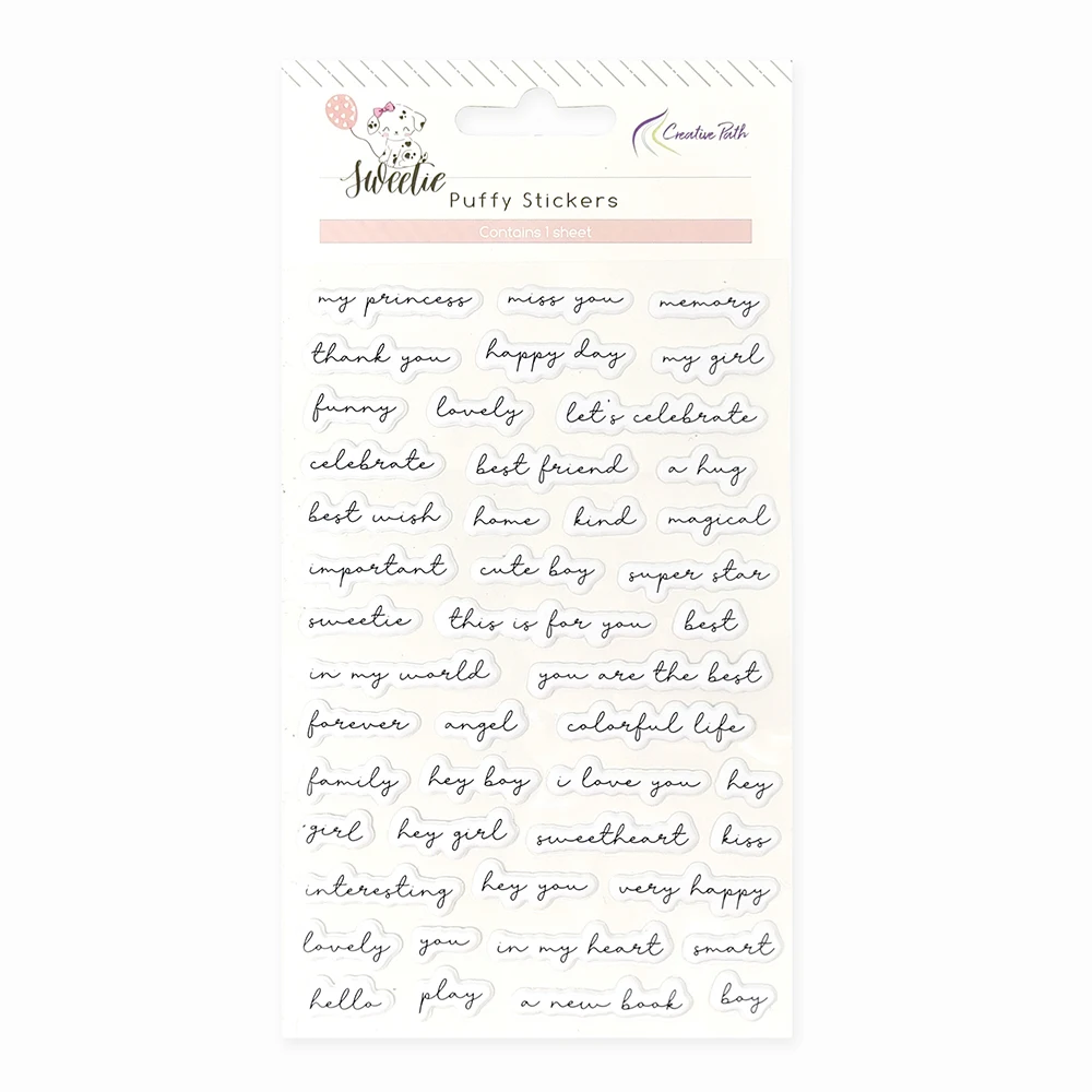 Creative-Path-Adhesive-Embellishments-Puffy-Motif-Words-Stickers-Self ...
