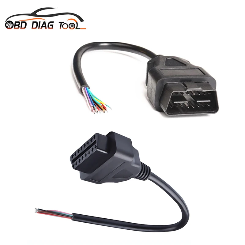 OBD2 16Pin Female/male Plug Connector to Opening OBDII Cable 30CM ...