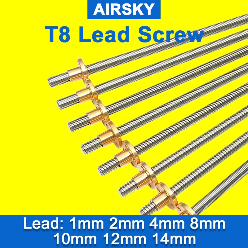 CNC 3D Printer T8 Lead Screw Trapezoidal Rod Lead 2mm/8mm length 100mm ...