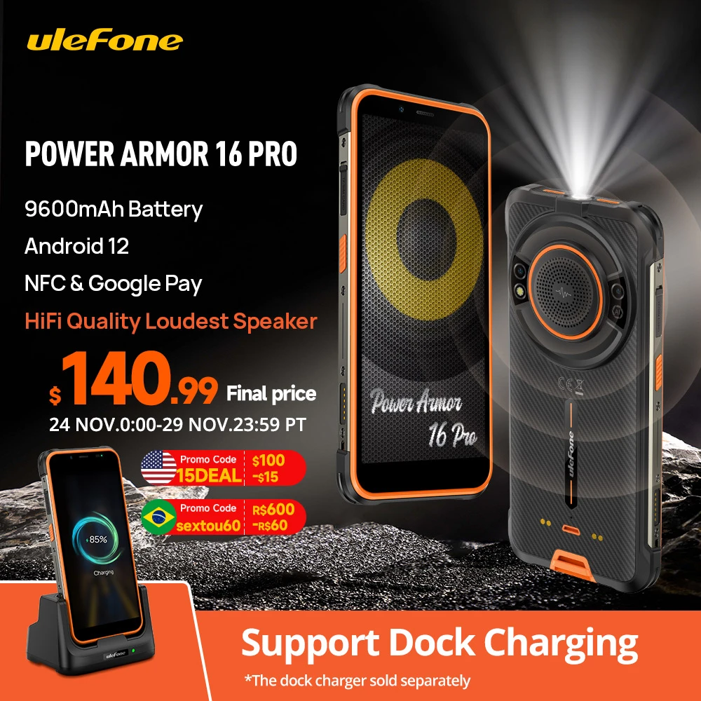 Ulefone power armor 16 pro 9600mah áspero impermeável smartphone 64g ...