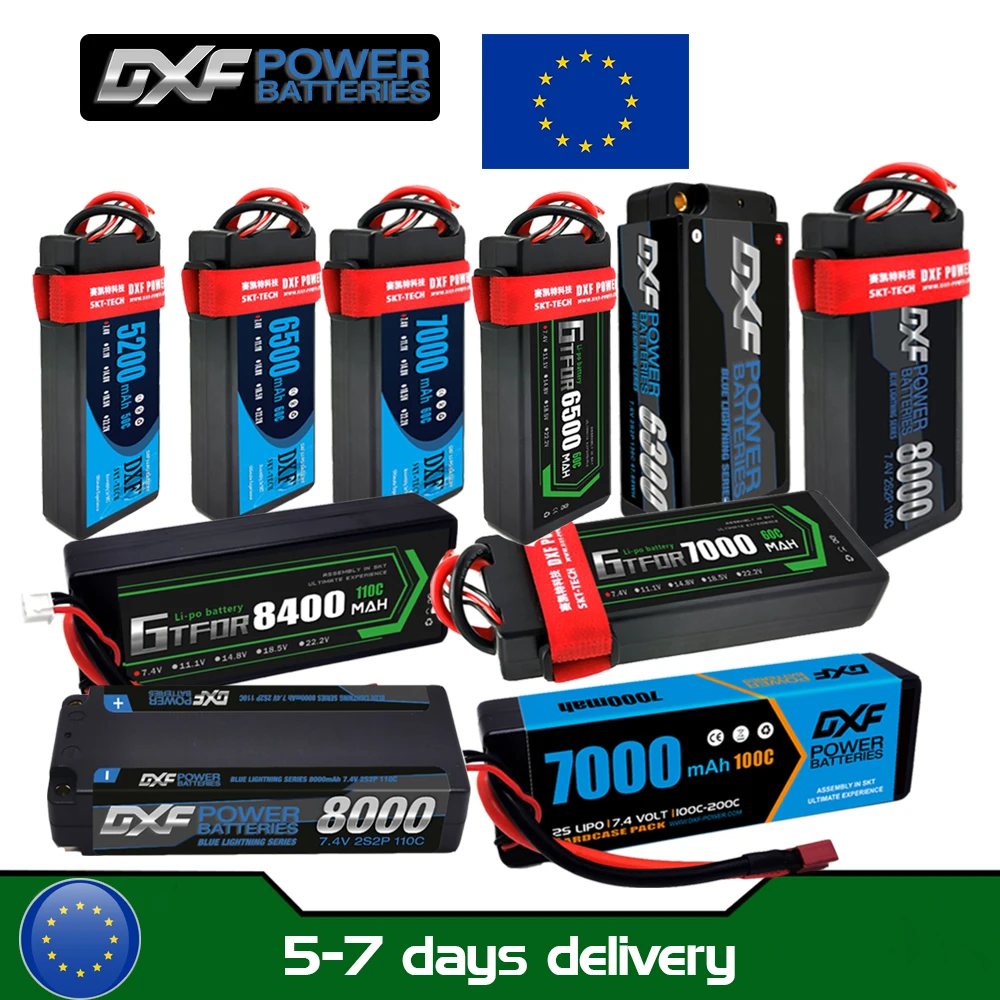2PCS-DXF-Lipo-2S-7-4V-Battery-7-6V-5200mah-6500mah-7000mah-8000mah ...