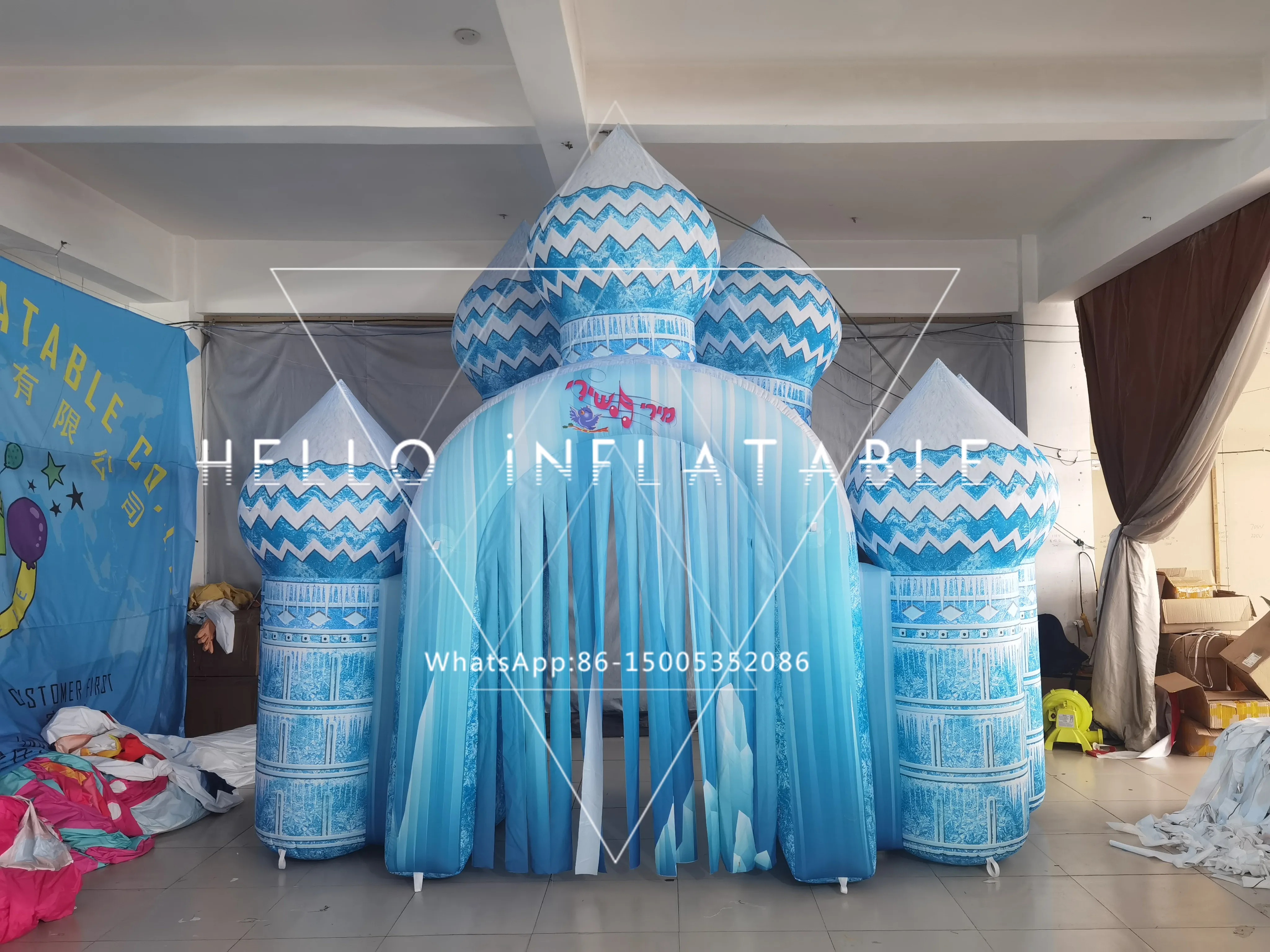 inflatable-castle-blue-color-with-customized-curtain-fabrics-with-blue ...