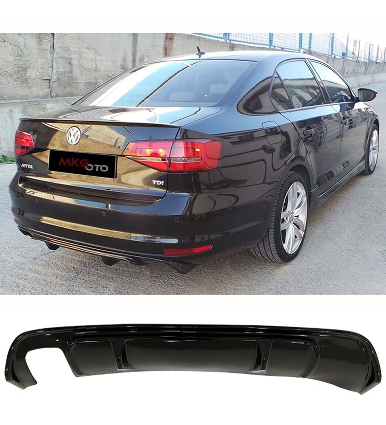 For-Vw-Volkswagen-Jetta-Mk6-2010-2014-Rear-Bumper-Diffuser-Glossy-Black ...