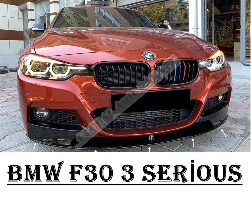 For Bmw F30 Front Bumper Attachment Lip 2010-2020 Piano Glossy Black ...