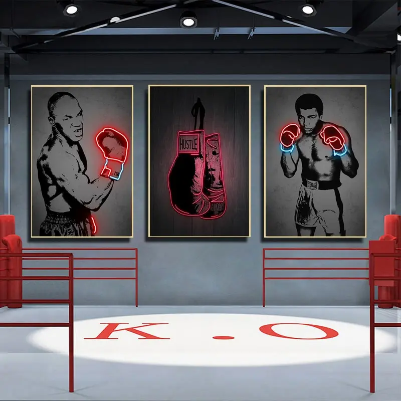 Neon-Effect-Boxing-Poster-Tyson-and-Muhammad-Ali-Posters-Boxer-Prints ...