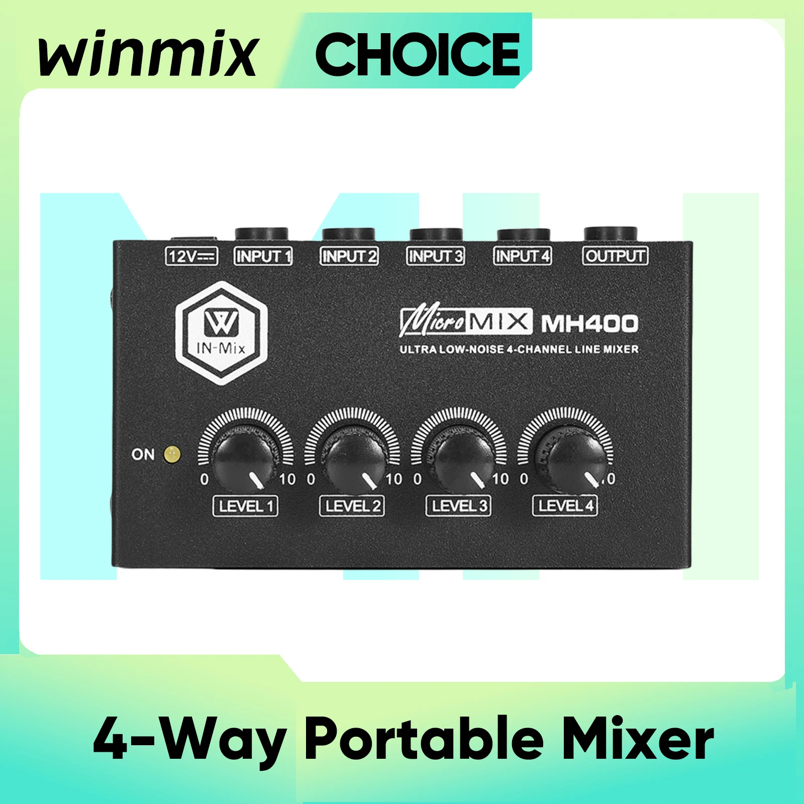 WinMix MH400 4 Channel Audio Mixer Mini Micro Portable Low Noise Ultra ...