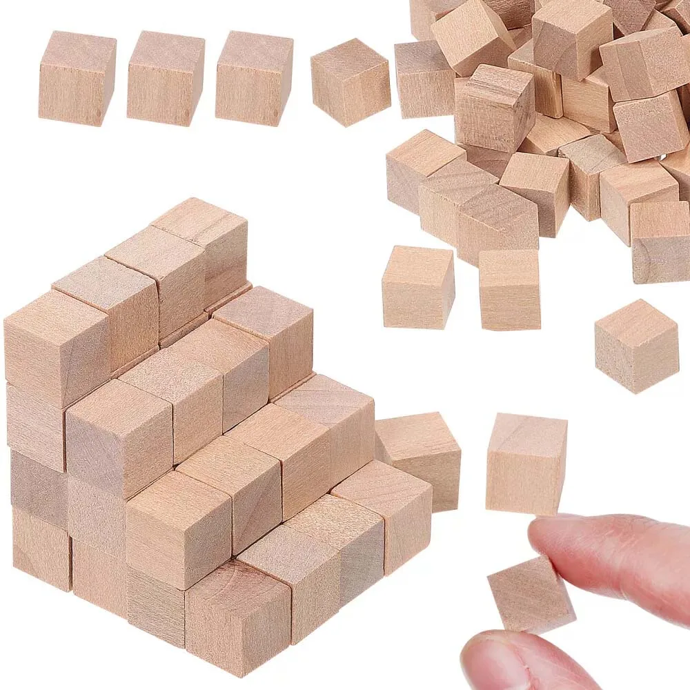 50/100 pcs Wooden Cubes Small Wooden Blocks DIY Craft Blocks Blank ...