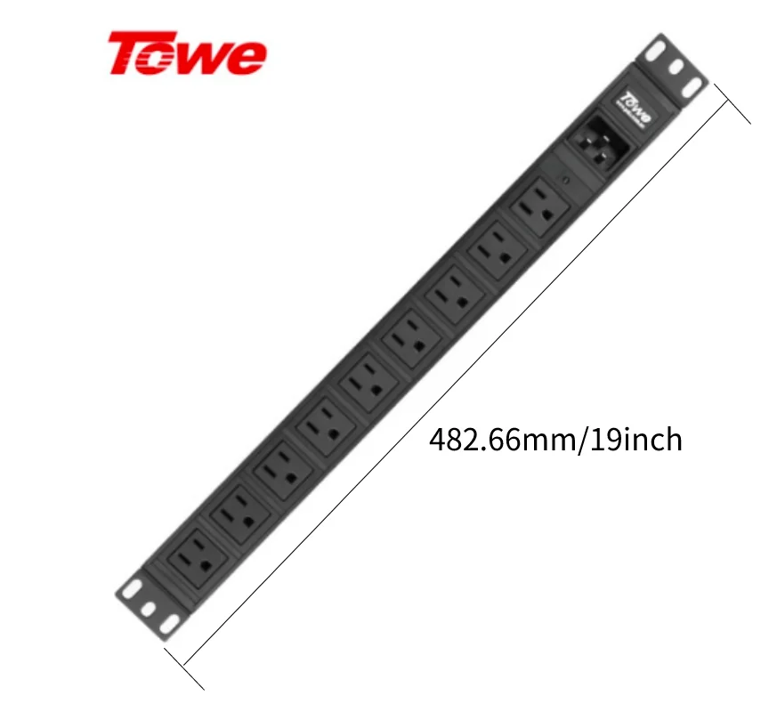 9-Outlet-Rack-Mount-Power-Strip-16-Amp-1U-Horizontal-19-Rackmount-PDU ...