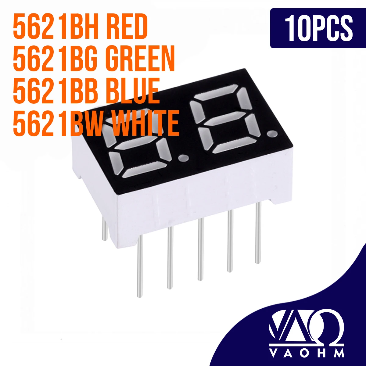 Unbranded LED Segmented Displays 5PCS 0.56-Inch 2-Digit Red LED 7 ...