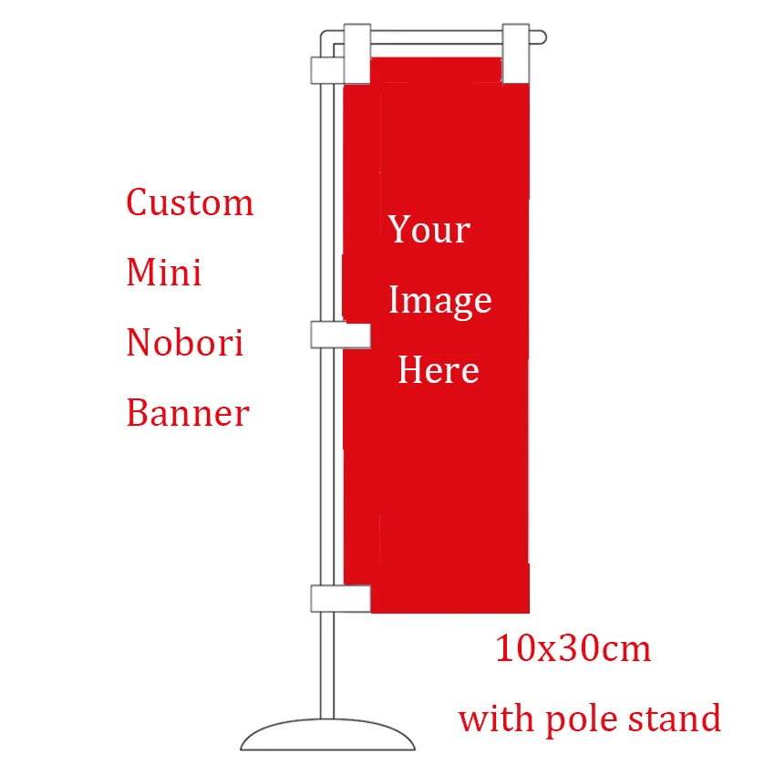 Custom Nobori Flag Mini Hanging Banner 100% Polyester 10CM by 30CM With ...