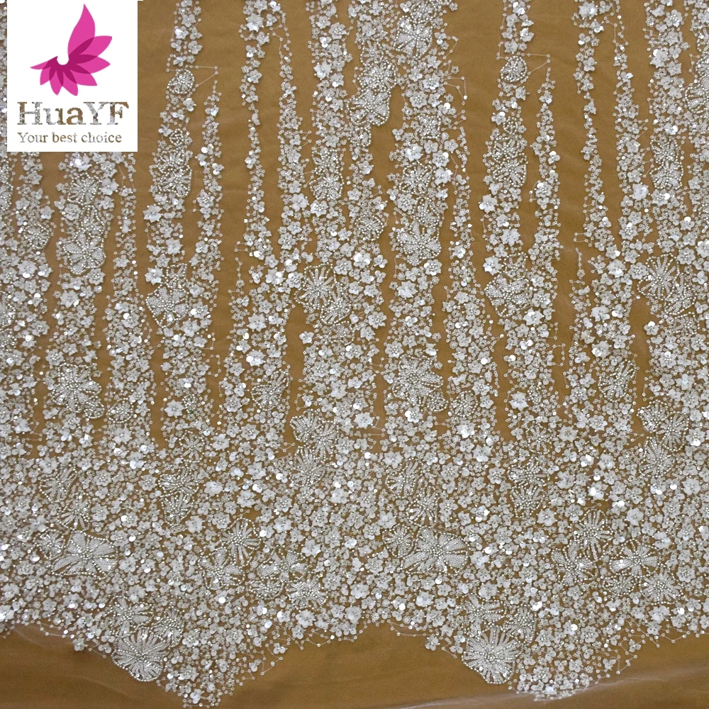 1-Yard-Luxury-Elegant-Pure-White-Lace-With-Silver-Bead-And-Sequins ...