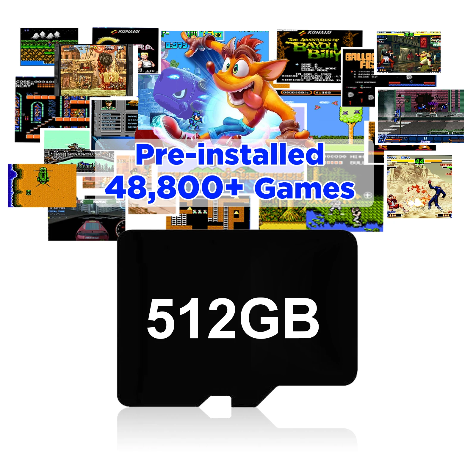 Game Card With 48800+retro Game For 70+emulators For Psp/ps1/dc/ss/mame ...