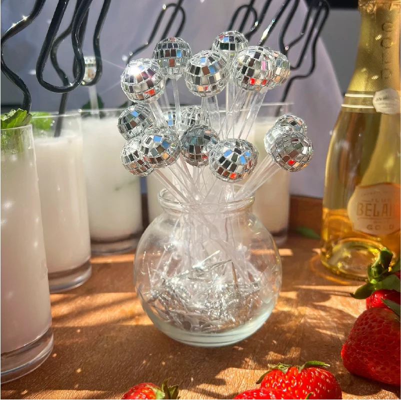 6pcs Disco Ball Drink Stirrers Cocktail Beverage Stirrer Bar Mixing ...