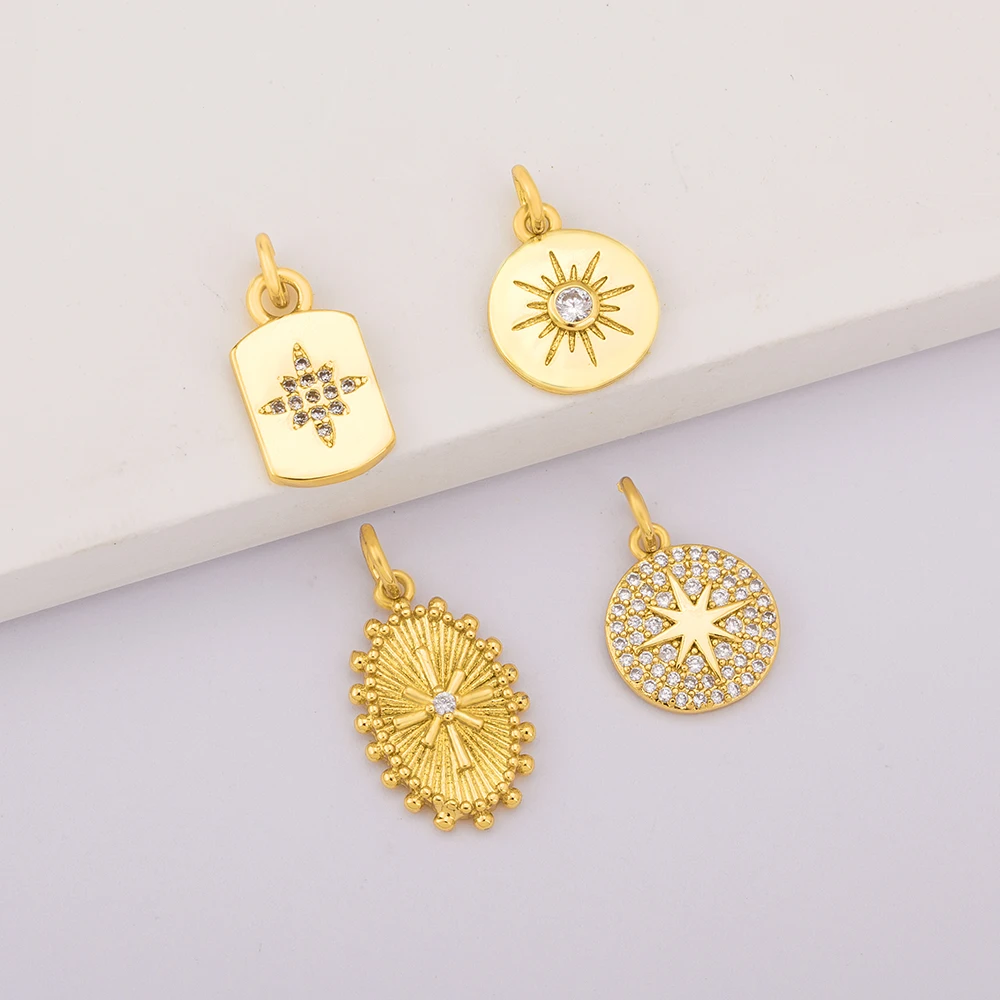 Sun-Star-Shape-Pendant-Gold-Plated-Handmade-DIY-Jewelry-Keychain ...