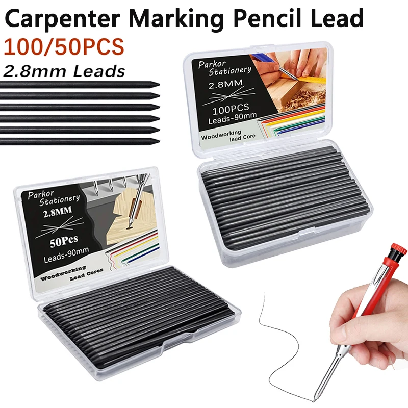 50/100pcs/box 2.8mm 2B Woodworking Pencil Replacement Lead Refill ...
