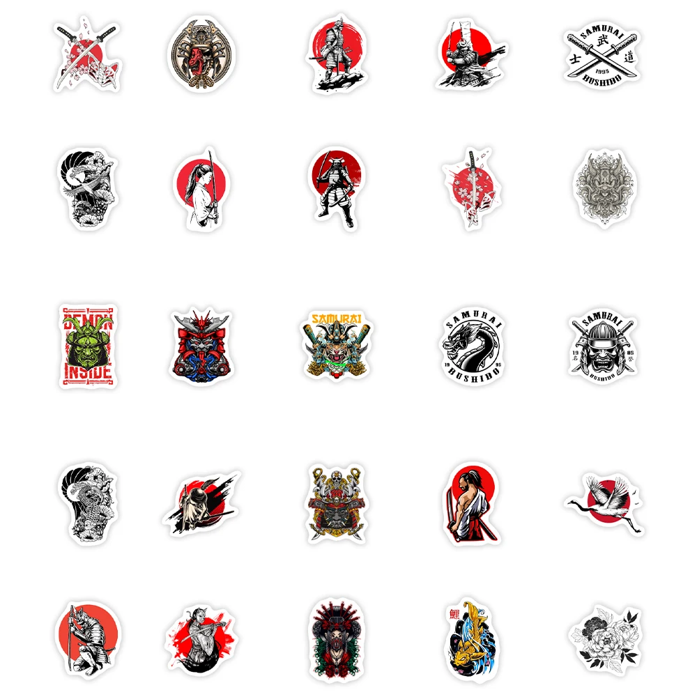 Japanese Samurai Sticker Set: Versatile & Waterproof