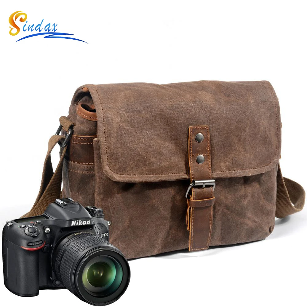 Retro Camera Bag Waterproof Photography Packages DSLR Shoulder Sling ...