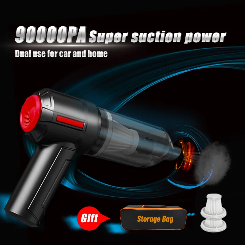 90000pa Car Vacuum Cleaner Cyclone Suction Portable Cordless Handheld ...