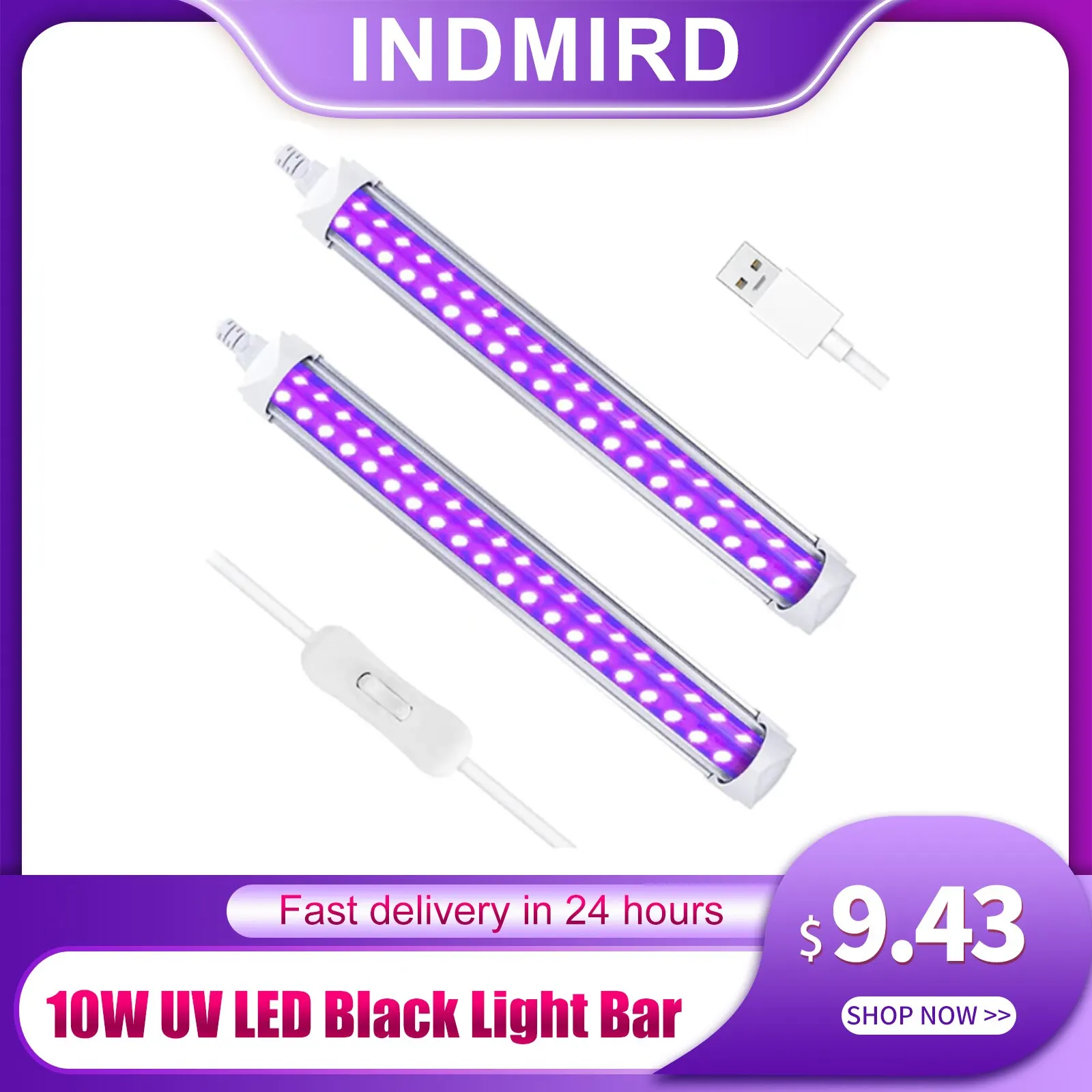 UV-LED-Black-Light-Bar-10W-LED-Black-Light-Fixture-Portable-Blacklight ...