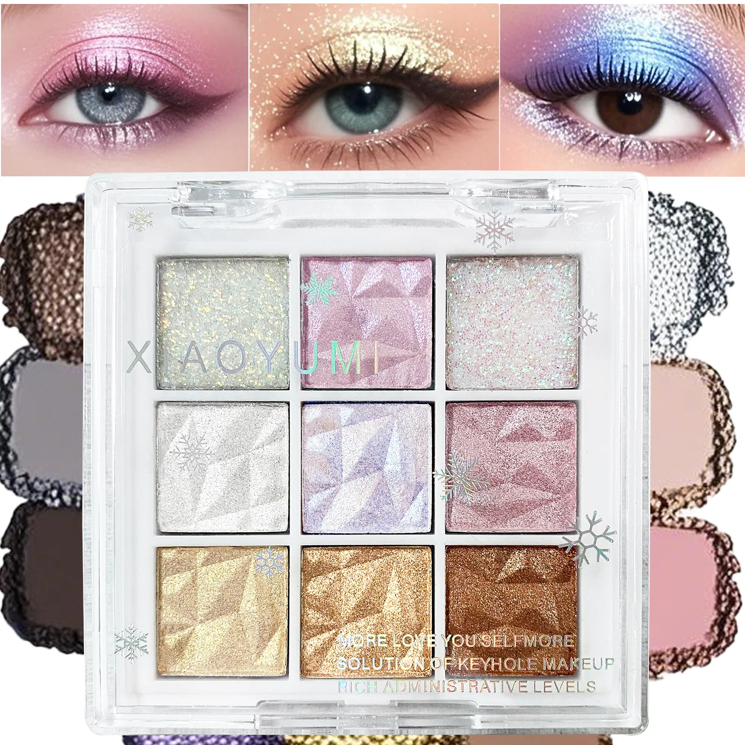 9-Color Snowflake Eyeshadow Palette – Shimmer & Glitter, High-Pigment ...