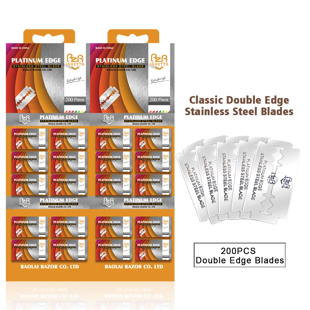 200PCS Stainless Steel Sharp Double Edge Blade Classic Safety Razor ...