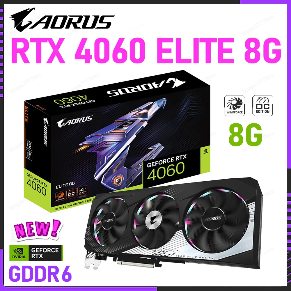 AORUS-GeForce-RTX-4060-ELITE-8G-Graphics-Card-GDDR6-1800MHz-128Bit-8Pin ...