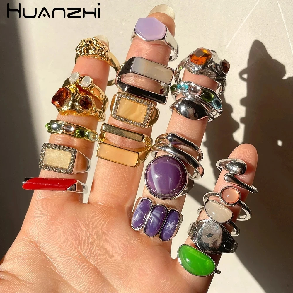 HZ-2021-New-Korea-5pcs-set-Colorful-Stone-Rhinestone-Metal-Chain-Trendy ...