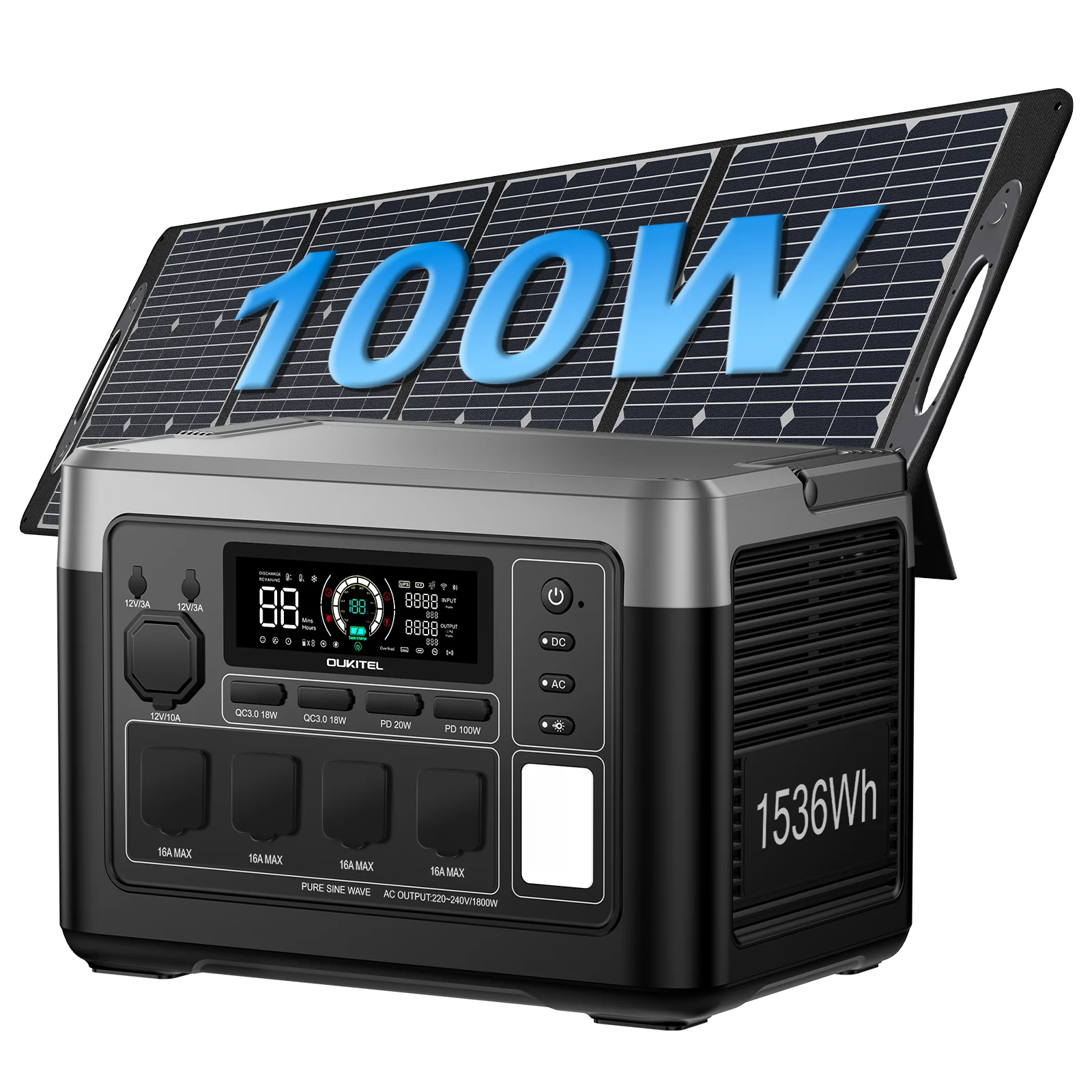 Generatore solare OUKITEL P1500E Plus, dotato di un pannello solare da ...