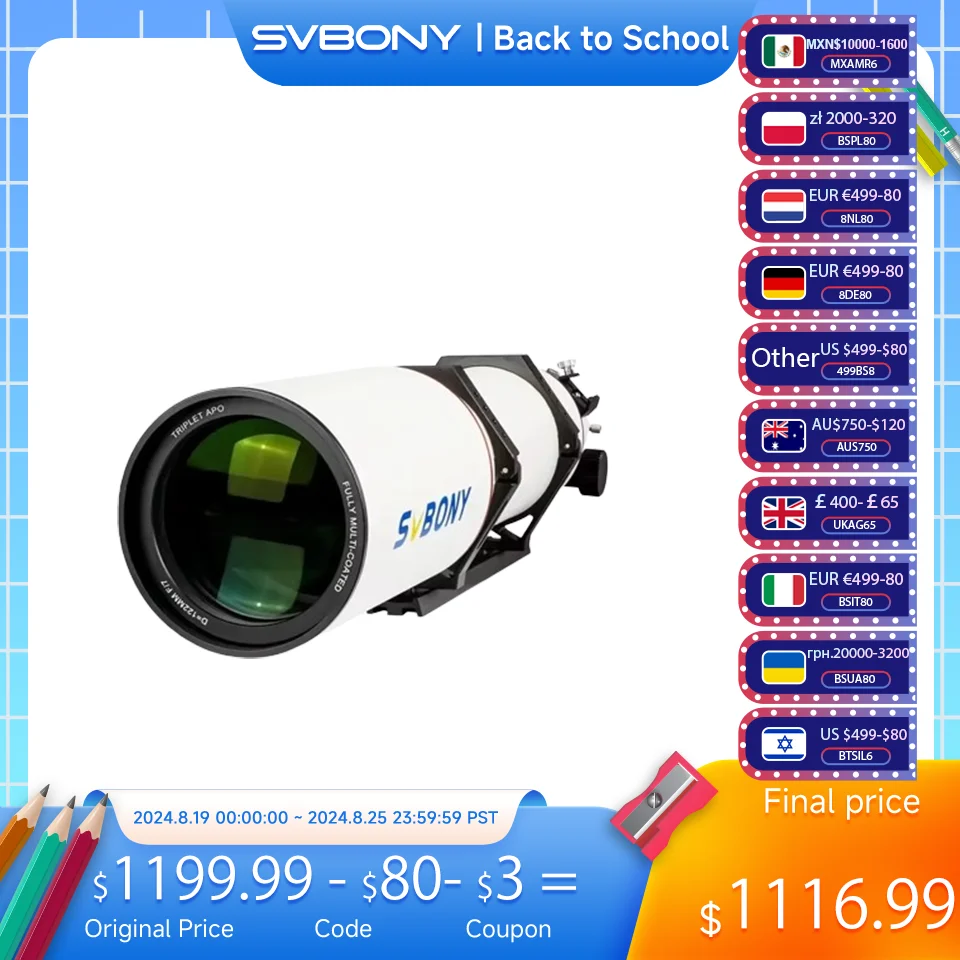 SVBONY-SV550-122mm-APO-Telescope-F7-FPL51-Apochromatic-Triplet ...
