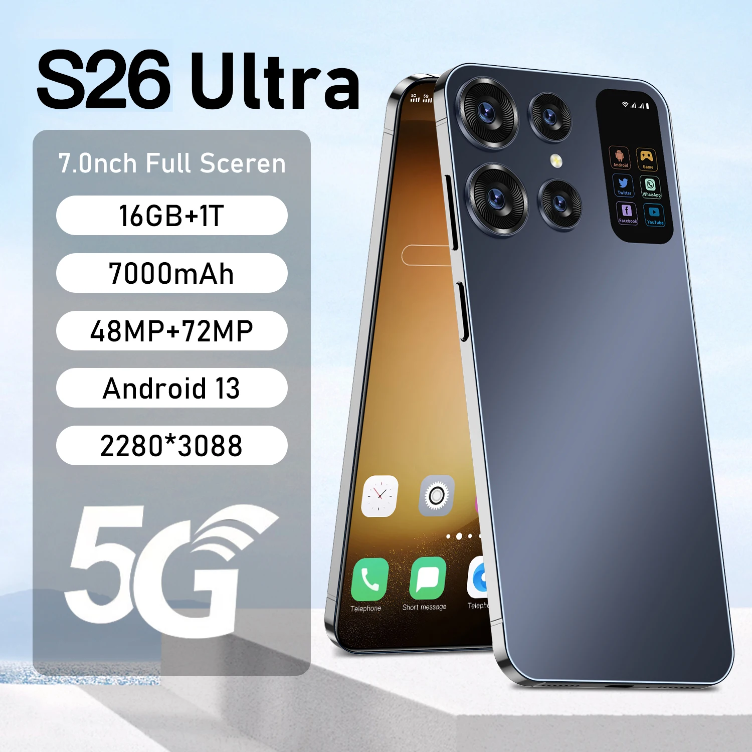 2024-new-S26-Ultra-smartphone-7-0HD-Screen-16G-1T-7000Mah-Android13 ...