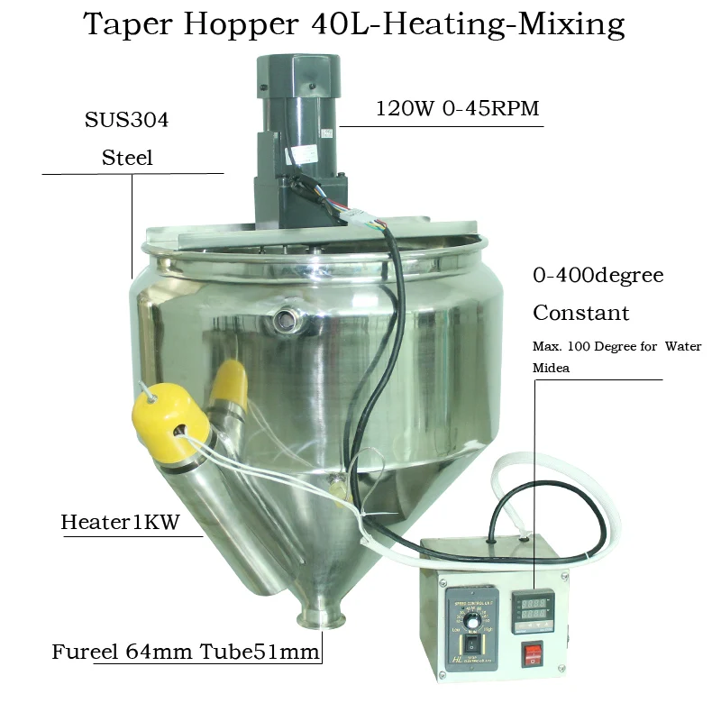 SS304 Hopper with mixing and heating function 2 layer hopper mixer ...