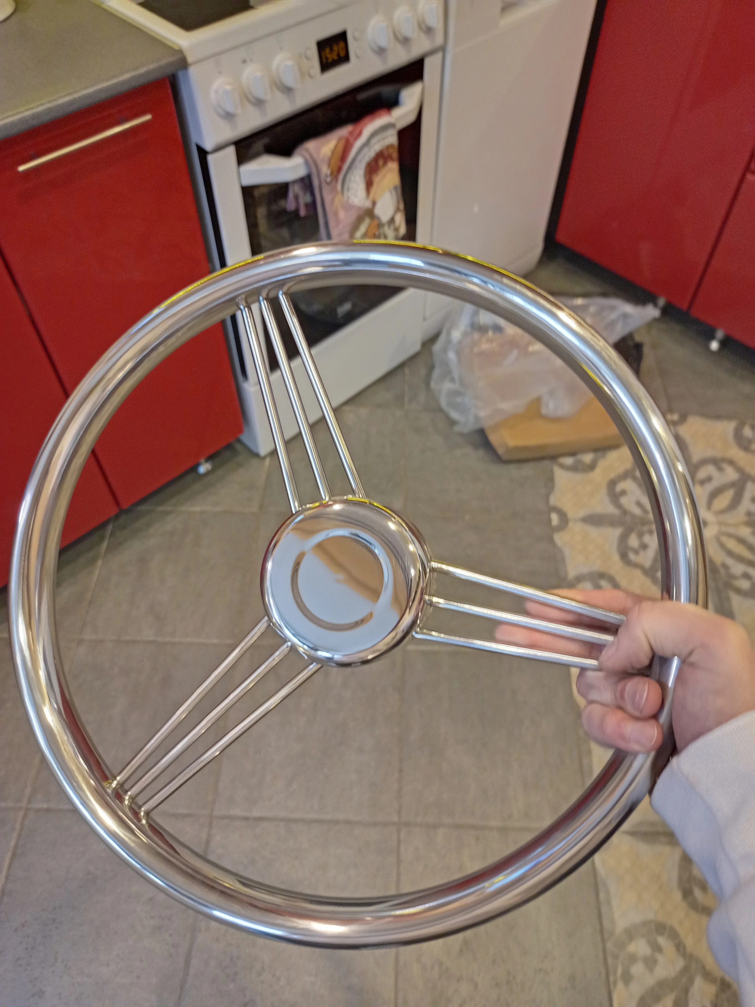 HMI 13-1/2" Stainless Steel 9-Spoke Steering Wheel