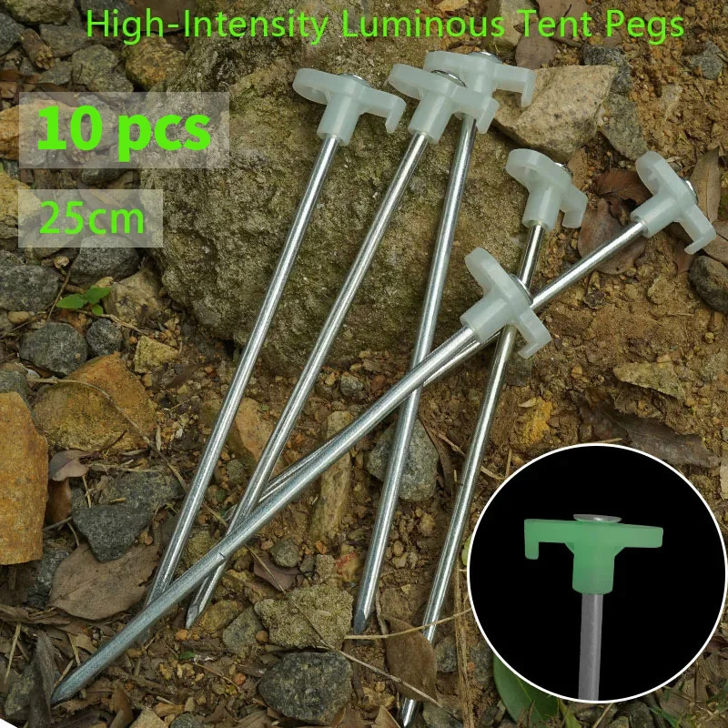 10pcs-lot-25cm-Fluorescent-Tent-Peg-with-Storag-Bag-Luminous-Tent-Stake ...
