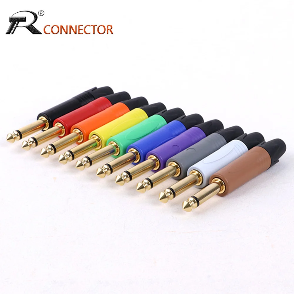 1pc 6.35mm Male Plug Amplifier MIC Plug,Pro 1/4" Mono Audio Cord ...