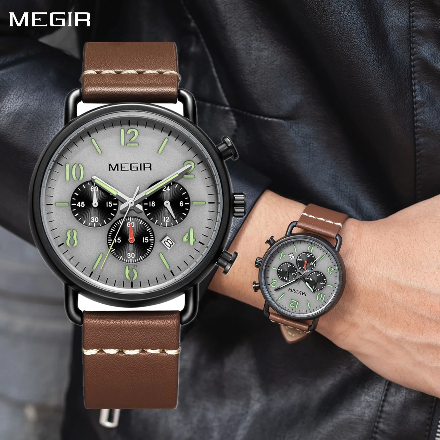 MEGIR-Fashion-Mens-Watches-Luxury-Sport-Quartz-Wrist-Watch-Steel-Mesh ...