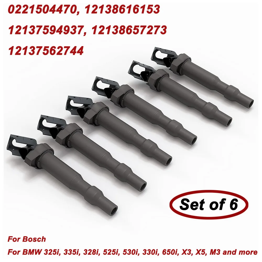 New-6pcs-Ignition-Coils-0221504470-For-Bosch-BMW-325i-335i-328i-525i ...