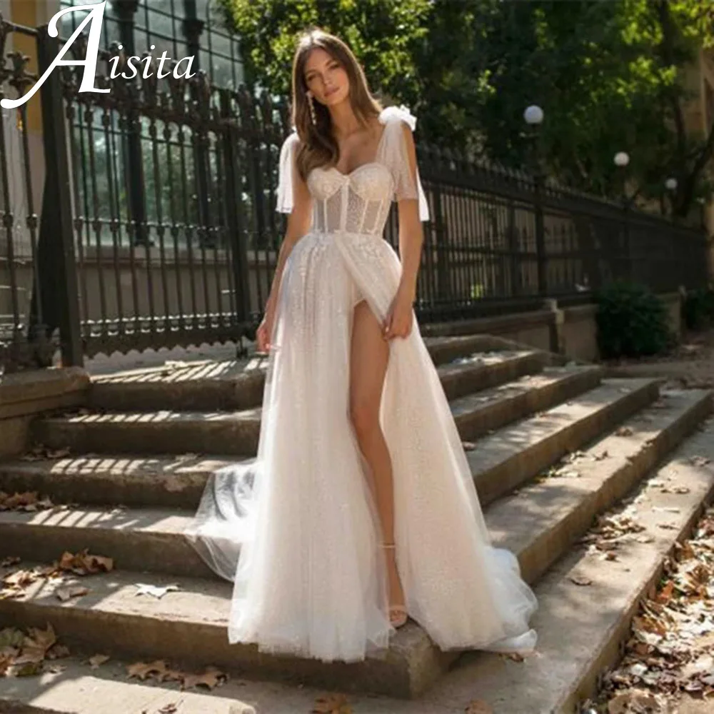 Faddish Sweetheart Crost Straps Wedding Dresses Lace Appliques A Line ...