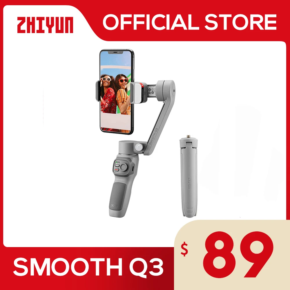 Zhiyun Official Smooth Q3 Smartphones Gimbal 3-axis Flexible Phone Handheld Stabilizer With Fill ...