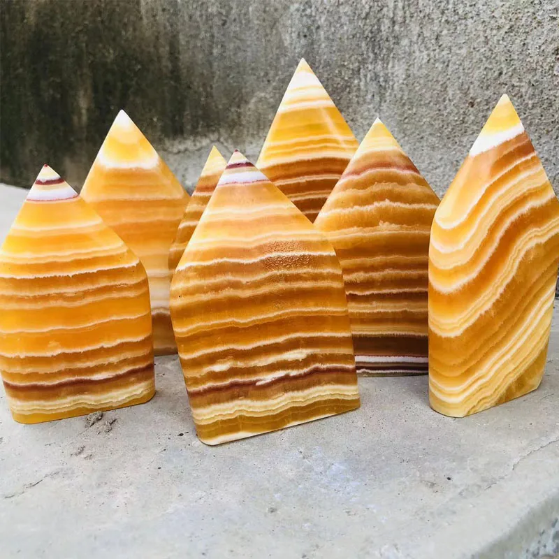 Natural-Banded-Orange-Juicy-Golden-Calcite-Crystal-Tower-Point-Home ...