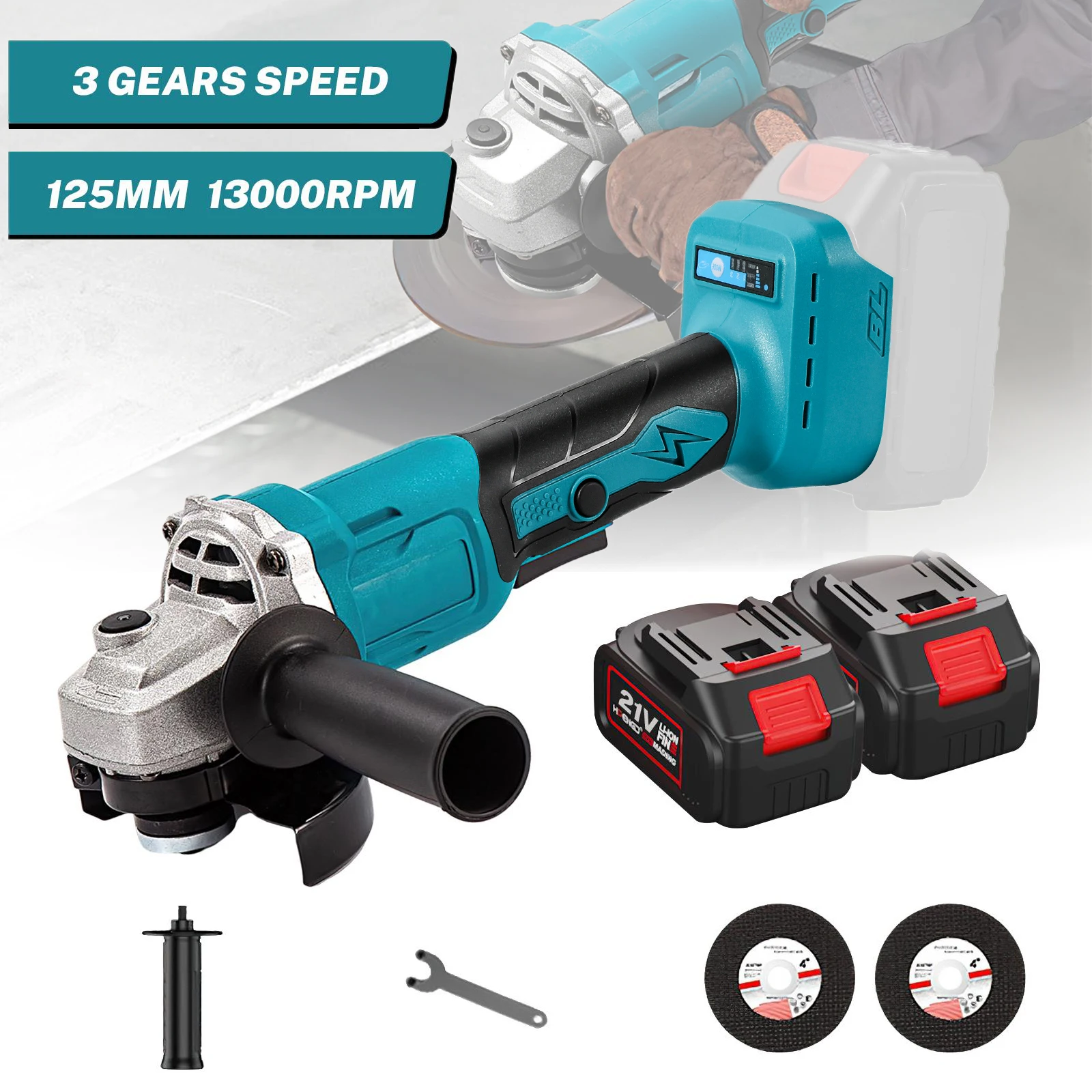 125MM Brushless Electric Angle Grinder With Variable Speed For 21v ...
