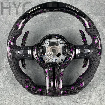 LED Purple Petal Forged Carbon Fiber Steering Wheel For BMW F20 F22 F30 ...