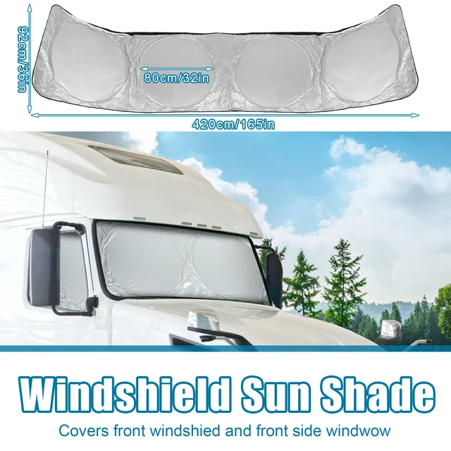 Uxcell Semi-Truck Sunshade for Windshield and Side Window 240T Block ...