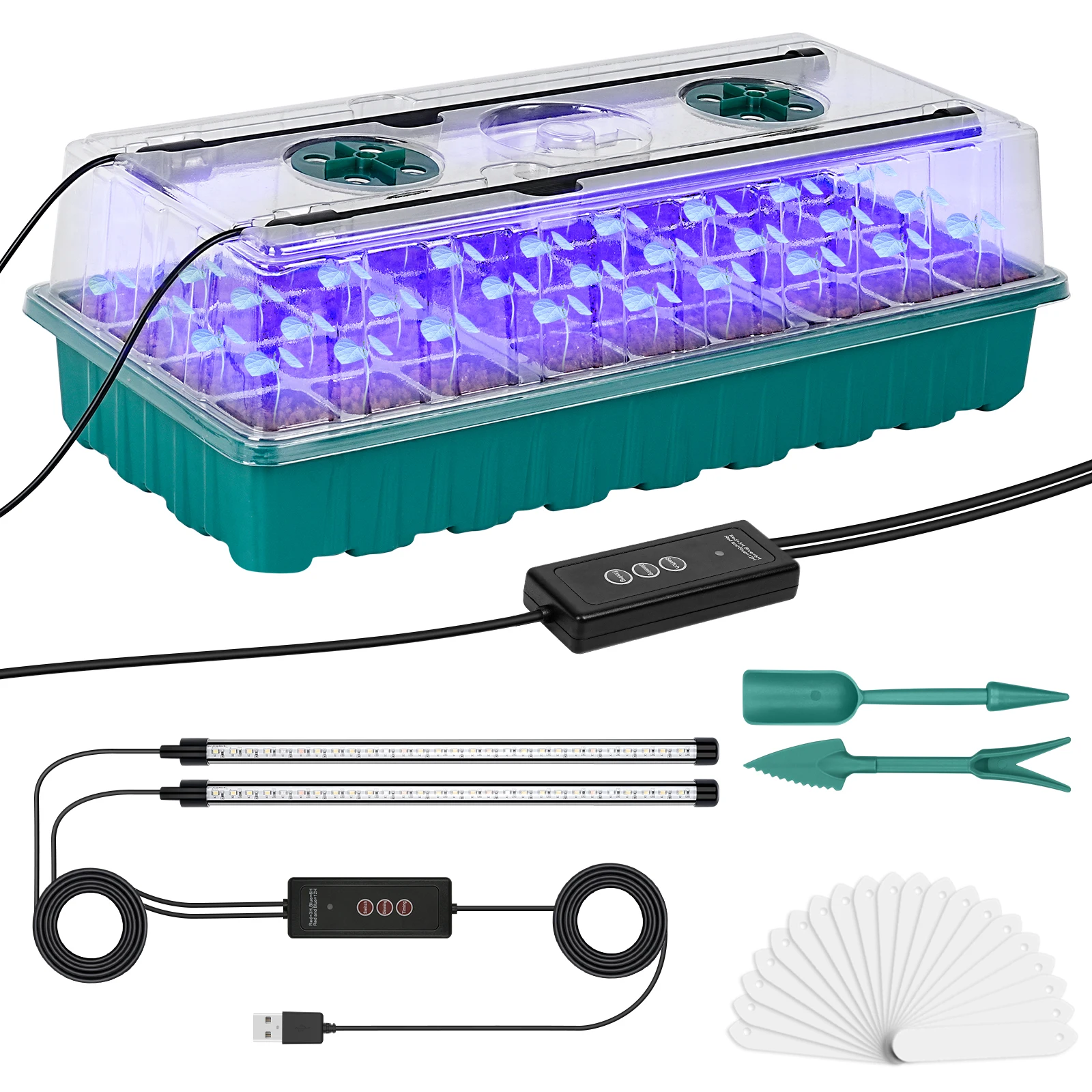 Seed-starter-tray-with-grow-light-36-cell-seed-germination-kit-with ...