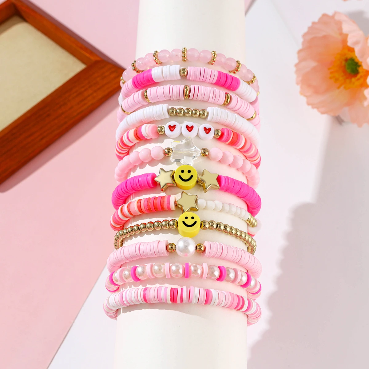 12pcs Bohemian style colorful polymer clay friendship bracelets set ...
